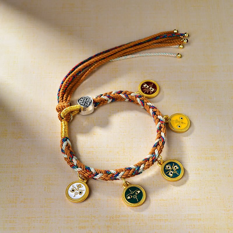 Mythstone Handmade Tibetan Multicolored Rope Five God Of Wealth Luck ...