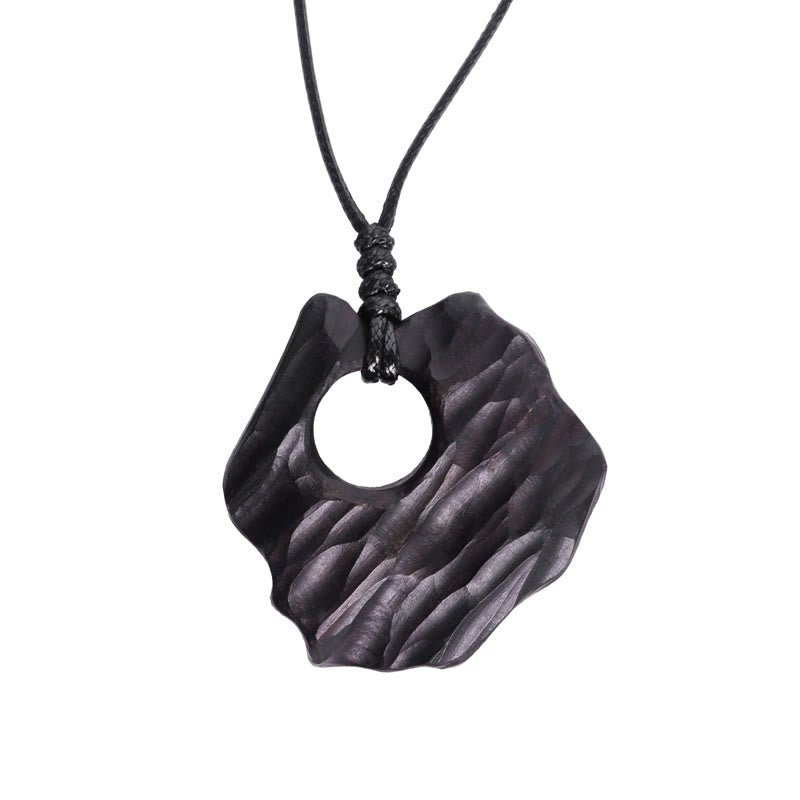 Mythstone Ebony Wood Hollow Irregular Shape Peace Balance Necklace ...