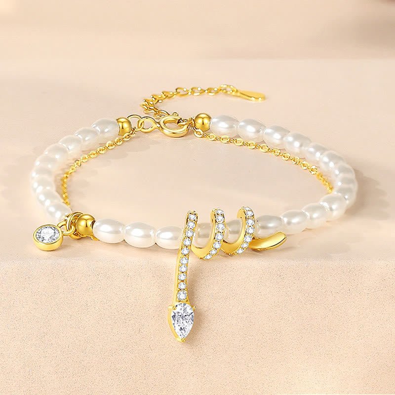 Mythstone 925 Sterling Silver Year Of The Snake Pearl Bracelet Necklace ...