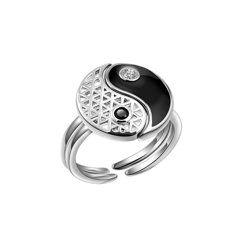 Mythstone Yin Yang Titanium Steel Cuff Balance Couple Ring ...