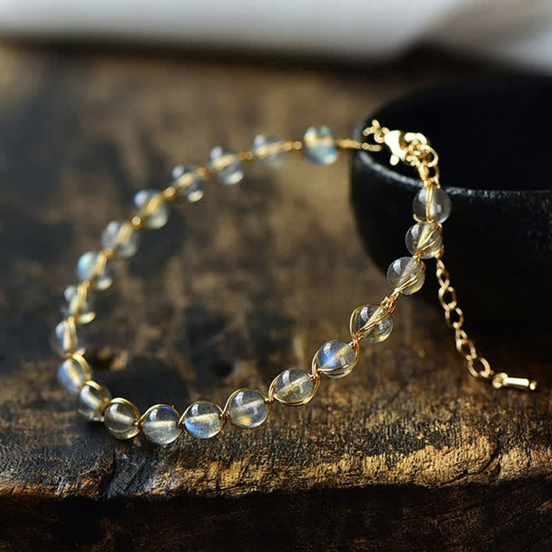 Mythstone Natural Moonstone 14K Gold Healing Positive Braceletmythstone ...