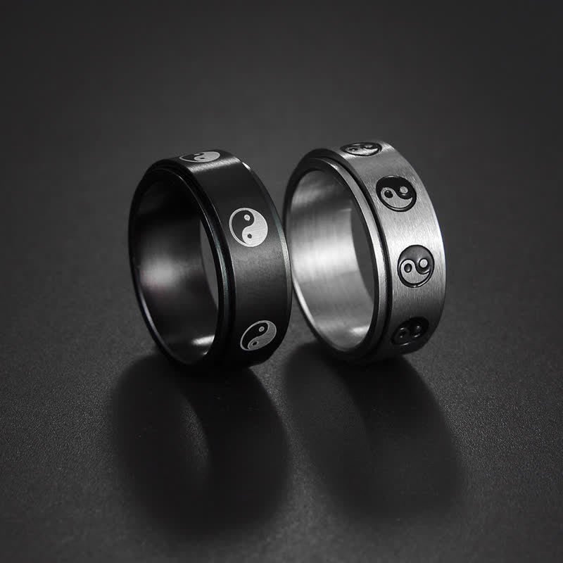 Mythstone Yin Yang Titanium Steel Balance Rotatable Ring ...